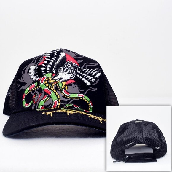 Ed Hardy | Accessories | Ed Hardy Trucker Hat Embroidered Tattoo Eagle ...